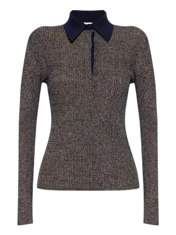 FERRAGAMO Long Sleeve Polo Shirt - Black