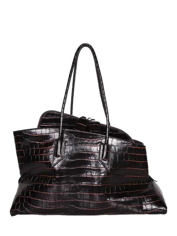 Attico Double-handle Croc Effect Handbag - Black