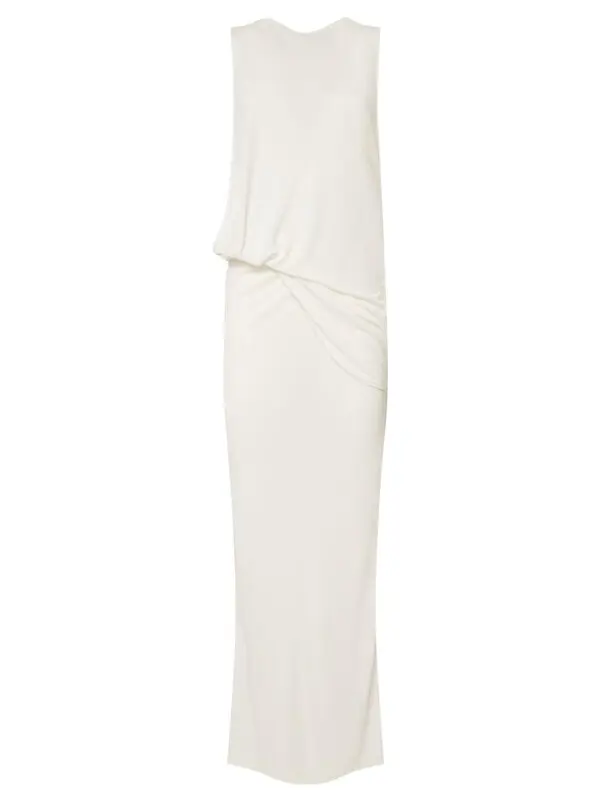 Jacquemus La Robe Peplo Longue Draped Maxi Dress - White