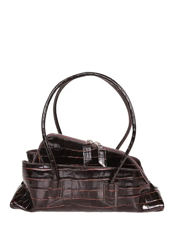 Attico Croc Effect Double Handle Handbag - Black