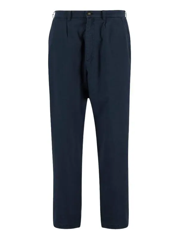 Barbour Cotton Linen Relaxed Trousers - Navy