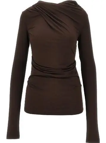 ENTIRE STUDIOS Draped Long-sleeve Top - Black