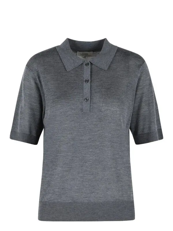 Loulou De Saison Short-sleeved Knit Polo Shirt - Gray