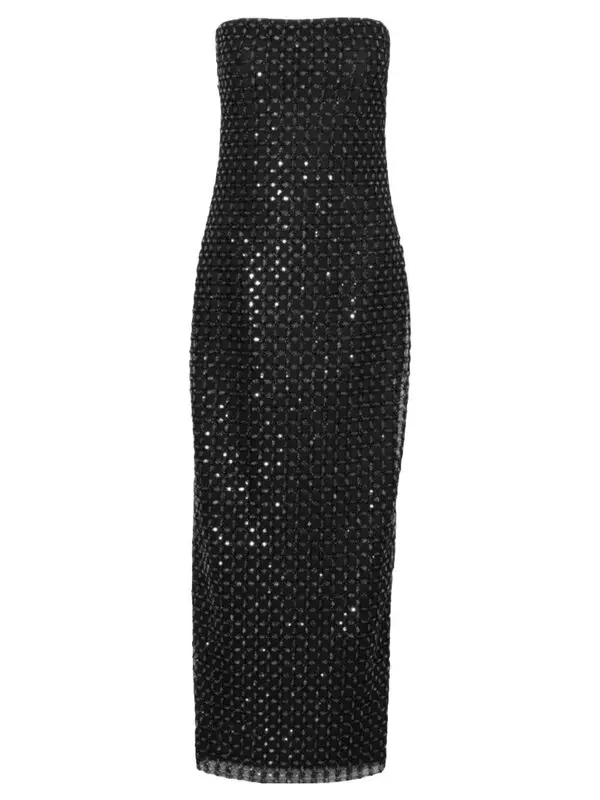 ROTATE BY BIRGER CHRISTENSEN Beaded Maxi Tube Dress - Black