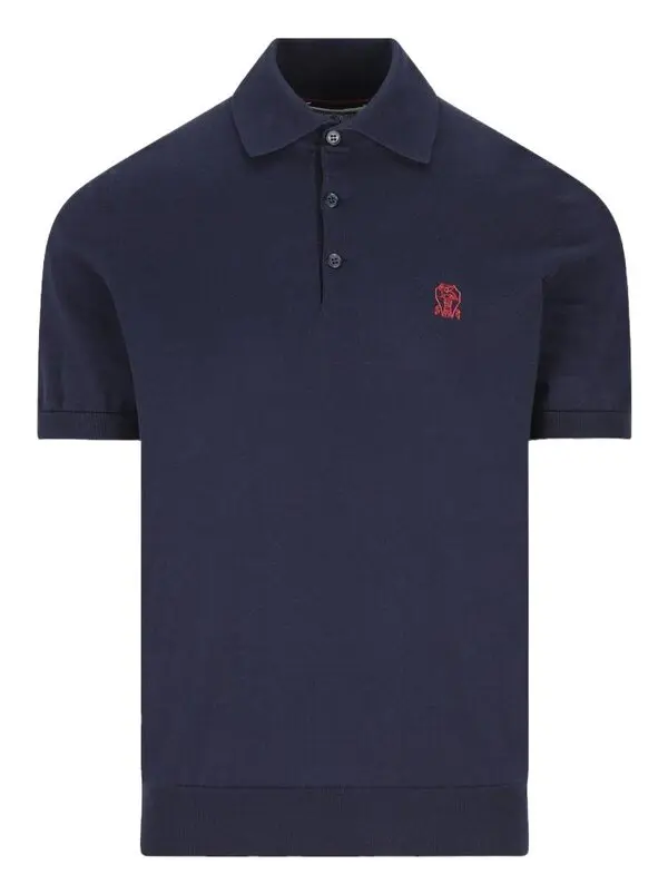Brunello Cucinelli Lightweight Knitted Polo Shirt - Blue