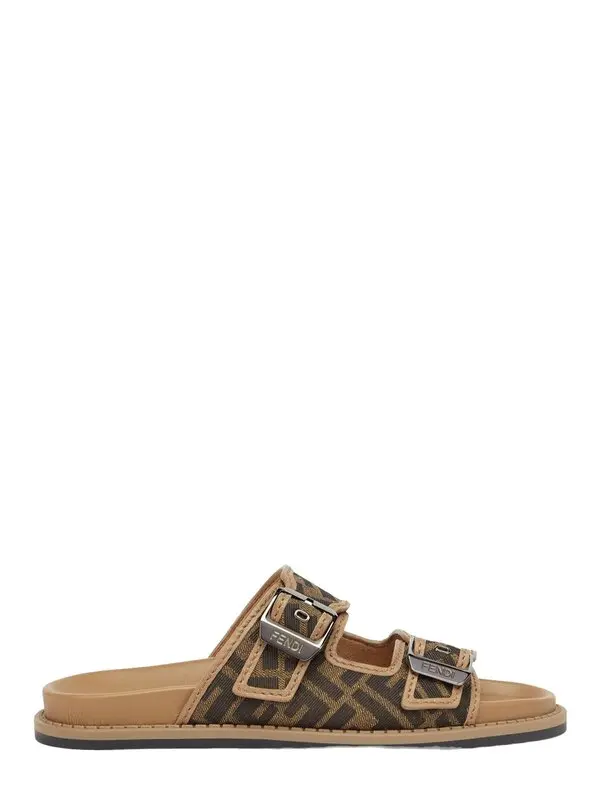 Fendi Monogrammed Strap Buckle Sandals - Brown