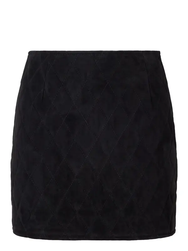 BLAZÉ MILANO Quilted Suede Mini Skirt - Black