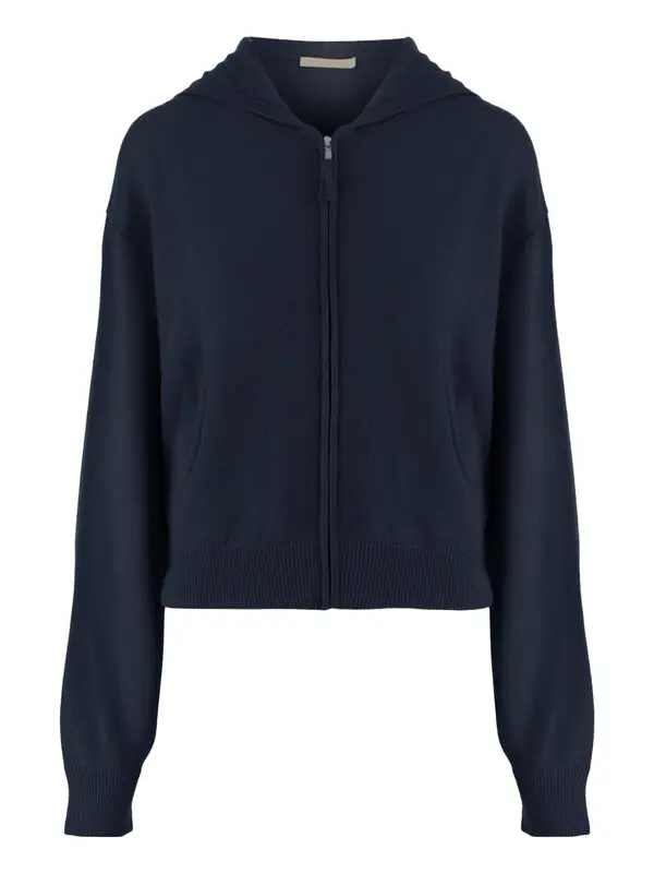 ALLUDE Zip-up Hooded Sweater - Black