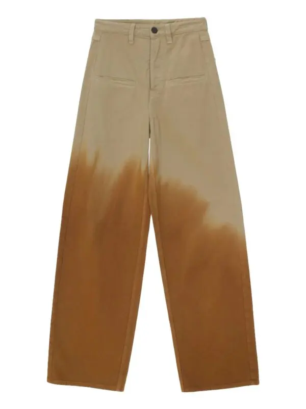 UMA WANG Wide Leg Tie-dye Trousers - Light Brown