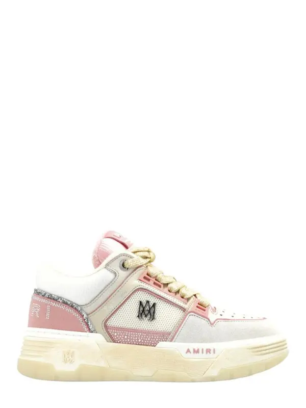 Amiri Glitter-embellished Two-tone Lace-up Sneakers - Pink