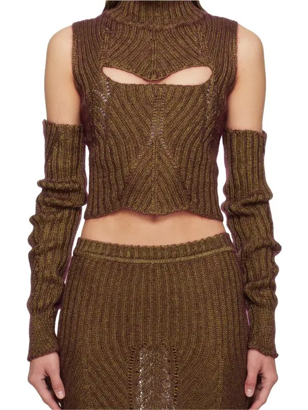 VIVIENNE WESTWOOD Mary Corset High-neck Cut-out Top - Brown