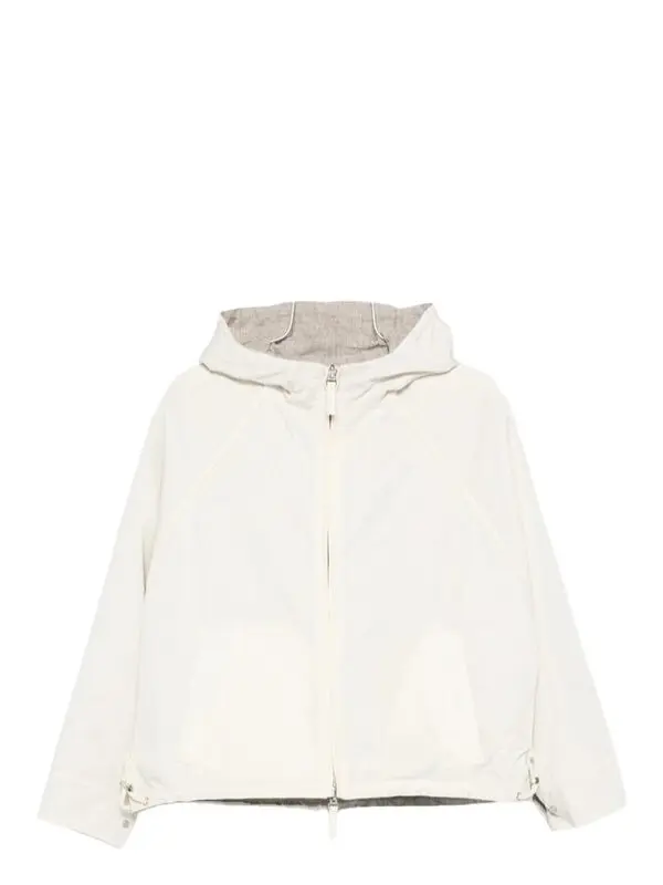 YVES SALOMON Reversible Hooded Jacket - Off White