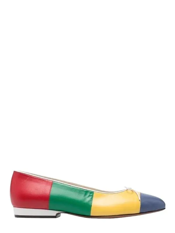 FERRAGAMO Curiosa Color Block Leather Ballerinas - Multicolor