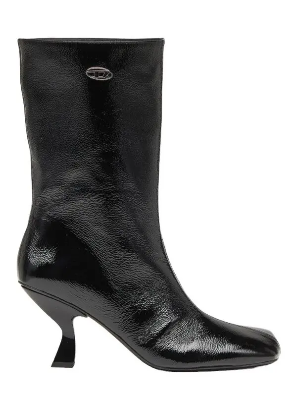 DIESEL® D-amber Square-toe Sculptural Heel Boots - Black