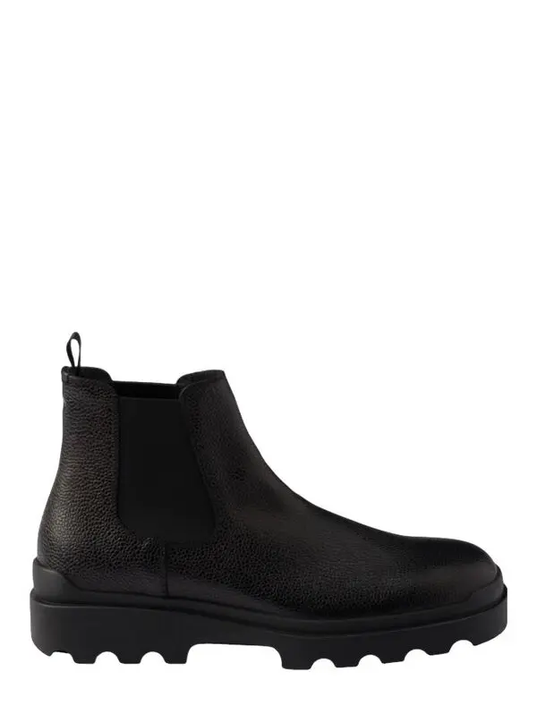 Prada Stamped Leather Chelsea Boots With Lug Sole - Black