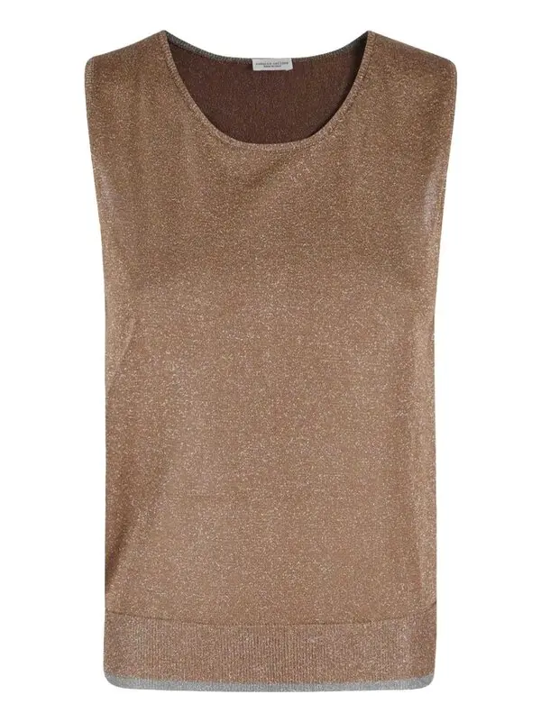 ROBERTO COLLINA Metallic Sleeveless Top - Brown