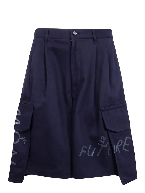 Comme Des Garçons Printed Cargo Shorts - Black