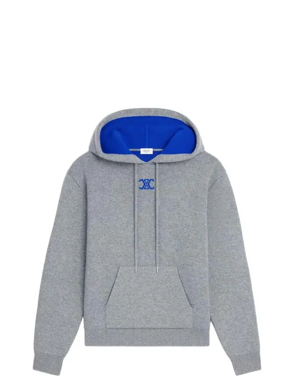 Celine Hooded Sweater In Cashmere - Grey/blue