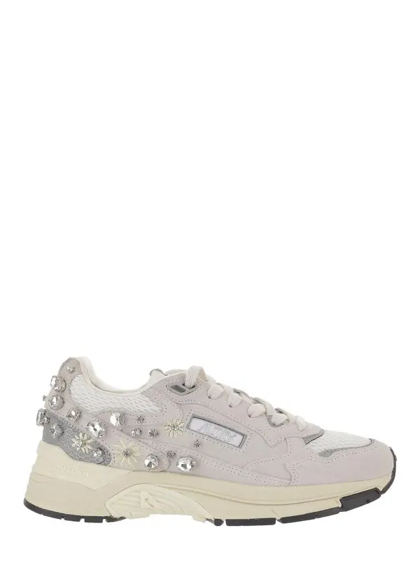 AUTRY Embellished Lace-up Sneakers - White