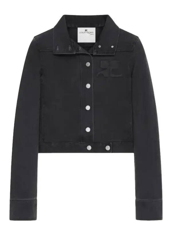 COURREGES Courrèges Cropped Logo Denim Jacket - Cowboy Black