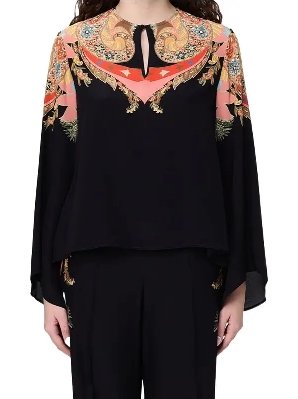 Etro Printed Keyhole Blouse - Black