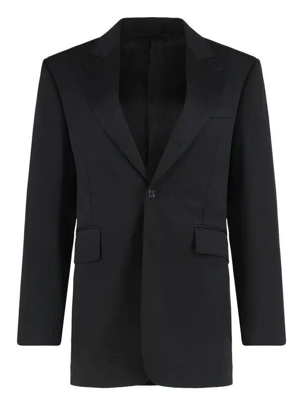 Celine Diagonal Wool Jacket - Black