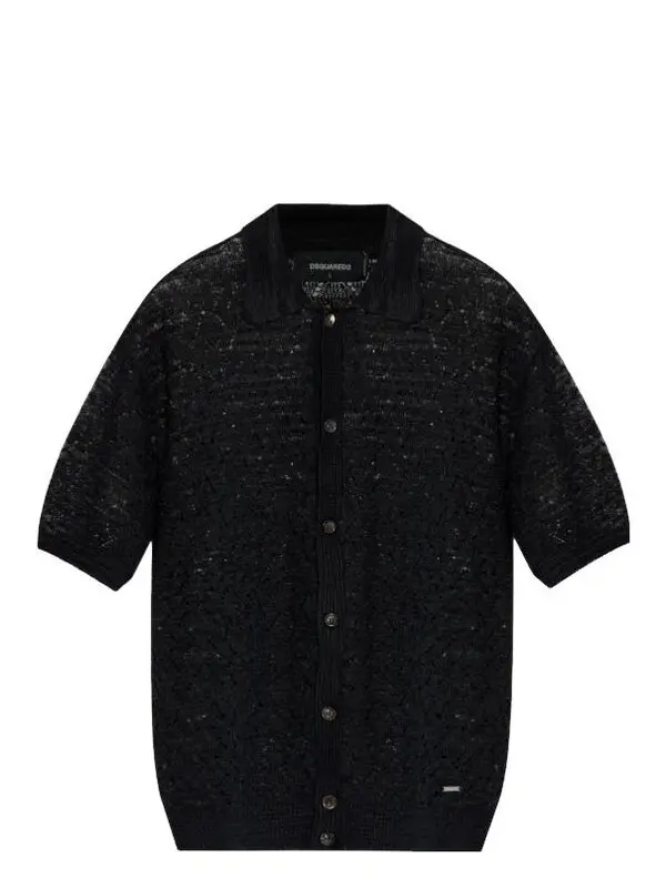 Dsquared2 Short-sleeved Collared Button-down Cardigan - Black