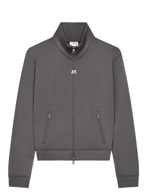 COURREGES Zip-up Logo Jacket - Charcoal Black