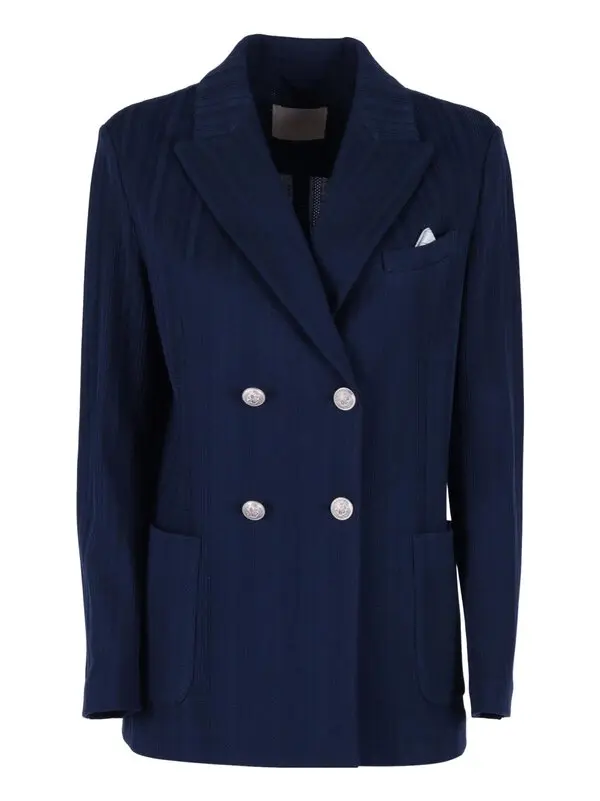 CIRCOLO 1901 Double-breasted Blazer With Notched Lapel - Black