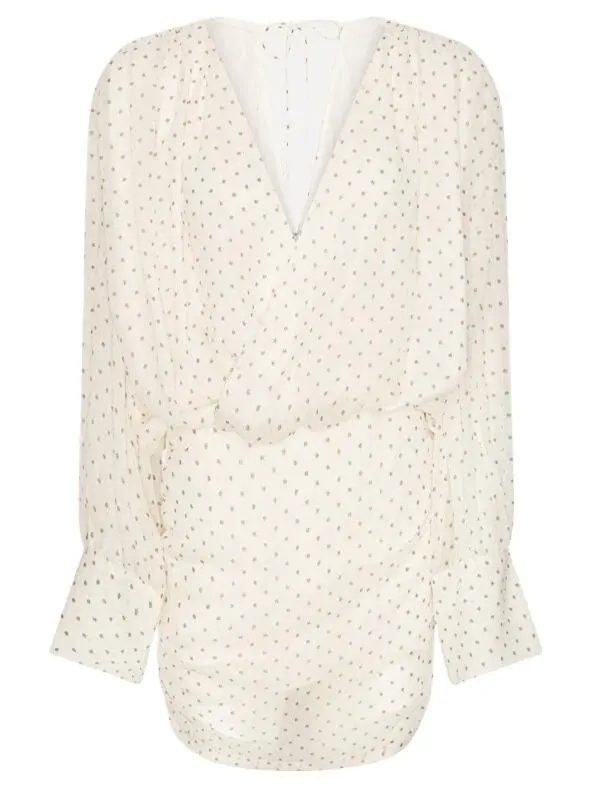 ROTATE BY BIRGER CHRISTENSEN Draped Polka-dot Mini Dress - Cream