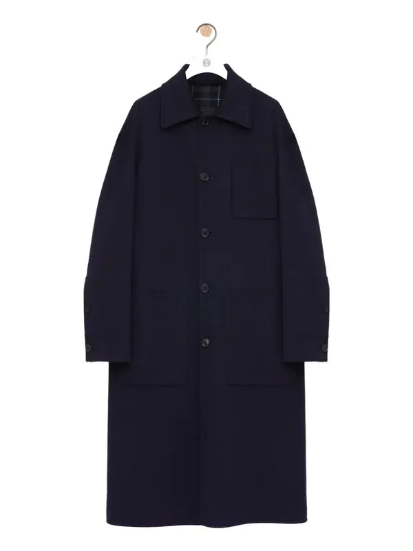 Loewe Long-sleeved Coat - Navy Blue/gray