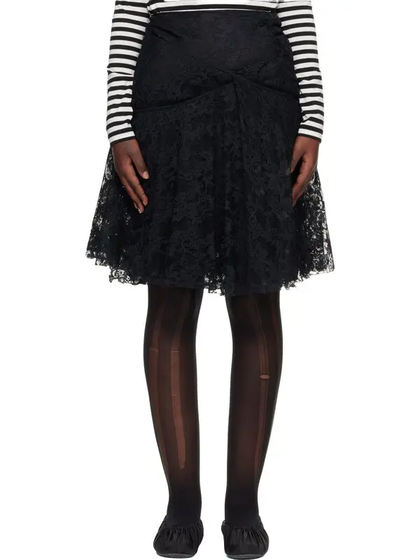 Junya Watanabe Raschel Lace Midi Skirt - Black