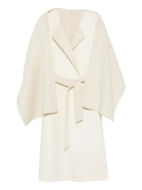 P.a.r.o.s.h Belted Wool Coat With Scarf Detail - White
