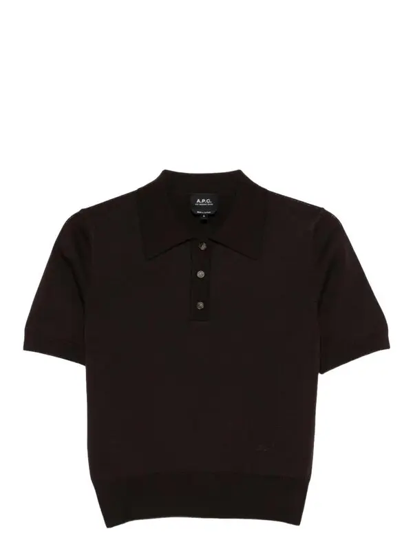 A.p.c. Half-button Polo Shirt With Short Sleeves - Black