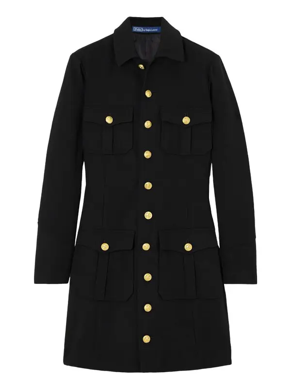 Polo Ralph Lauren Long Sleeve Military Coat With Button Detail - Black
