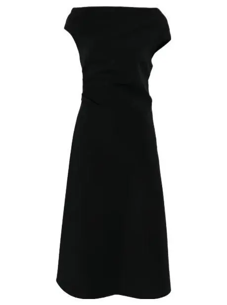 P.a.r.o.s.h Boat-neck Draped Midi Dress - Black