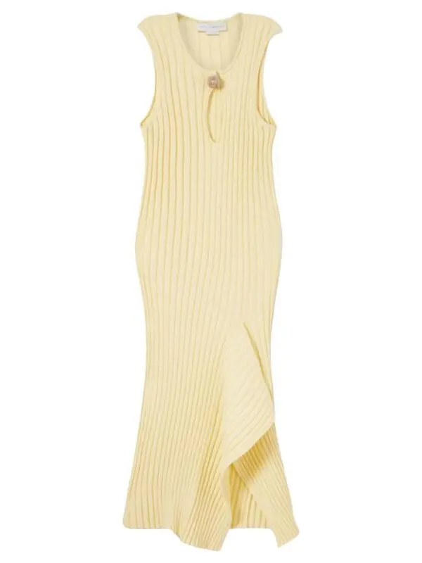 Stella McCartney Sleeveless Ribbed Midi Dress - Light Yellow