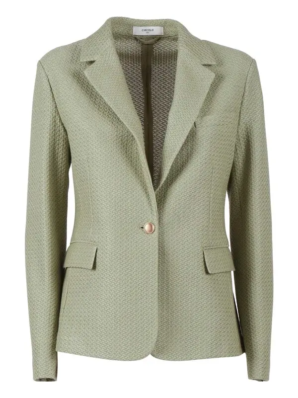 CIRCOLO 1901 Single-breasted Knitted Cotton Blazer - Gray