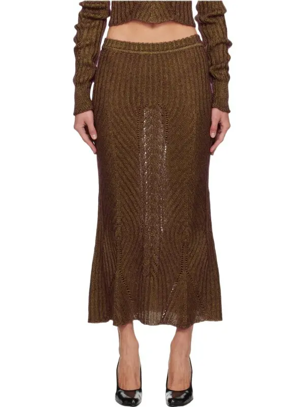VIVIENNE WESTWOOD Ribbed Knit Maxi Skirt - Brown