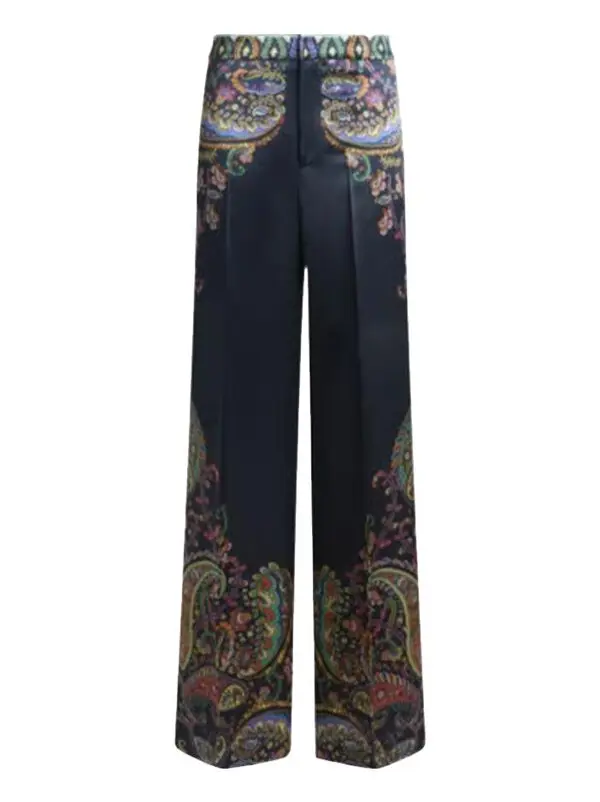 Etro Paisley Print Wide-leg Trousers - Green