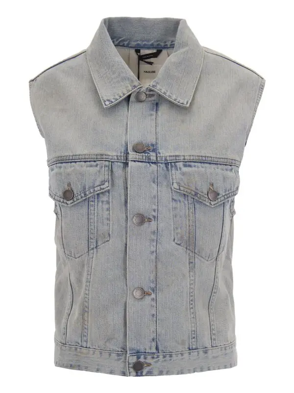 HAIKURE Ryder Sleeveless Denim Jacket - Dusty Blue