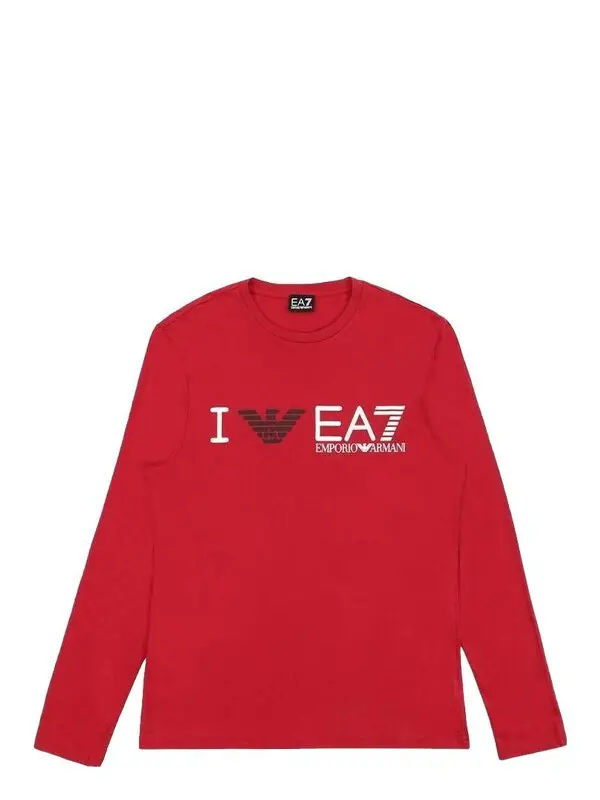 EA7 Logo T-shirt With Round Neck - Red