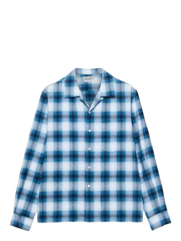 J.W.ANDERSON Jw Anderson Checked Camp-collar Shirt - Airforce Blue