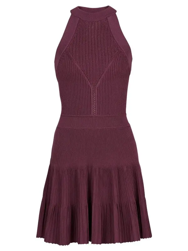 Balmain Sleeveless Openwork Knit Flared Dress - Posture