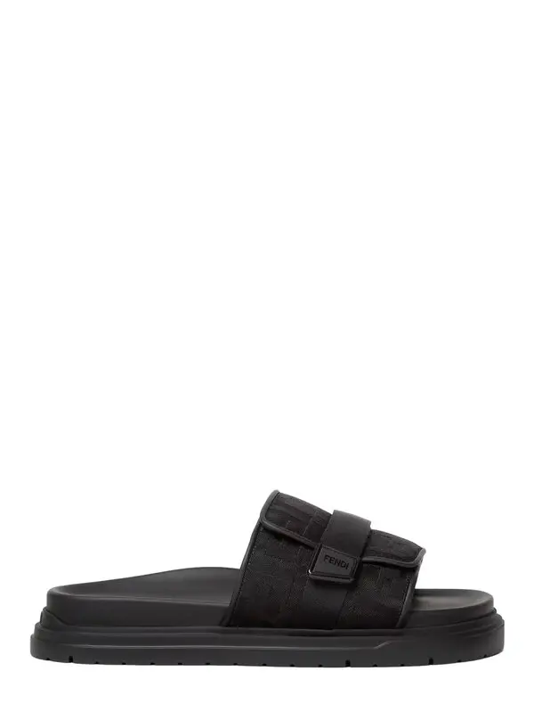 Fendi Chunky Monogrammed Slides - Black