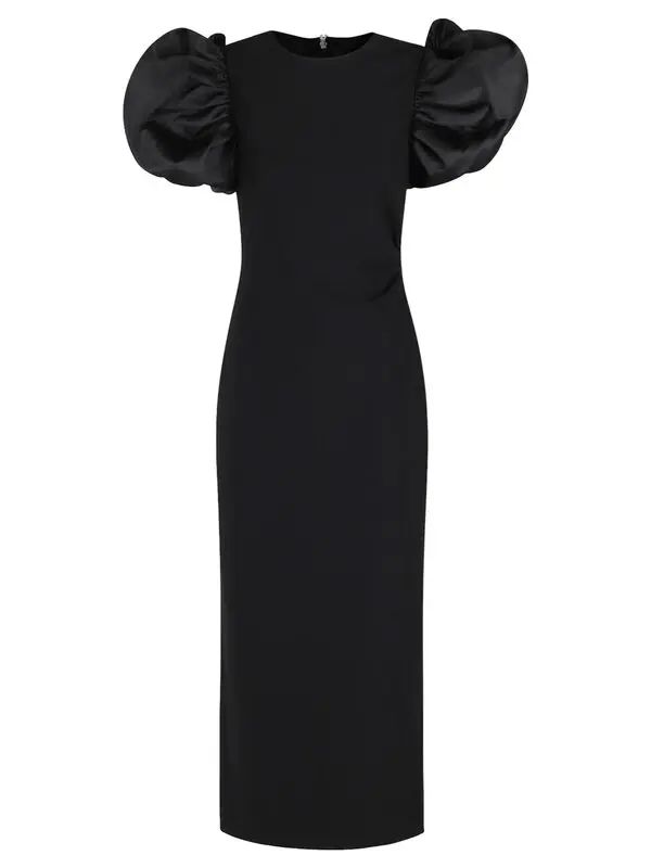 ROTATE BY BIRGER CHRISTENSEN Puff Sleeve Midi Dress - Black