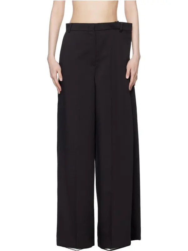 PUSHBUTTON Side-folded Wide-leg Casual Pants - Black