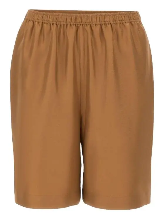 Loulou De Saison Relaxed Fit Shorts With Elastic Waistband - Brown