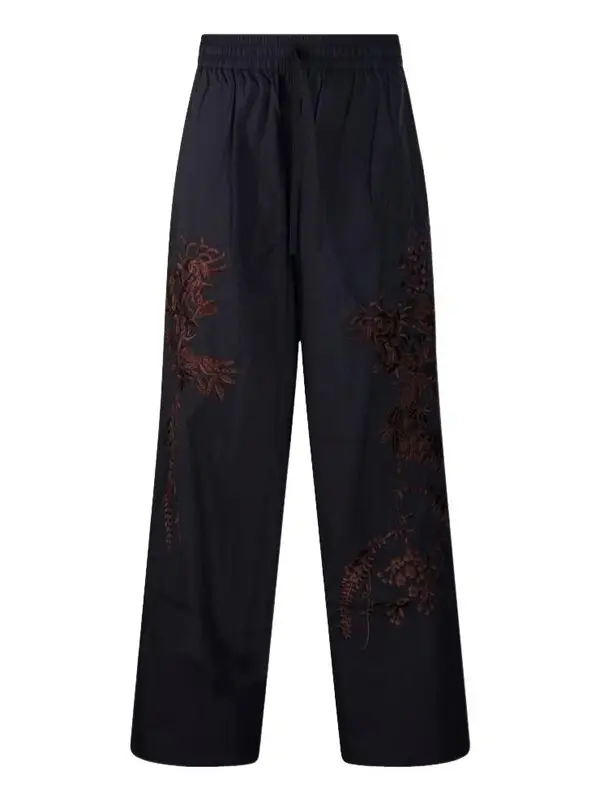 P.a.r.o.s.h Wide-leg Embroidered Pants - Black
