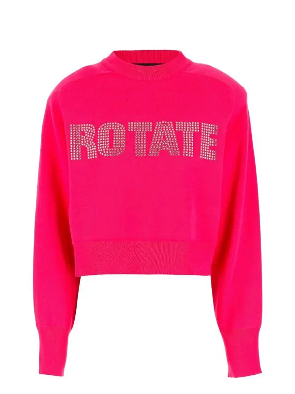 ROTATE BY BIRGER CHRISTENSEN Logo Embellished Cropped Sweatshirt - Pink